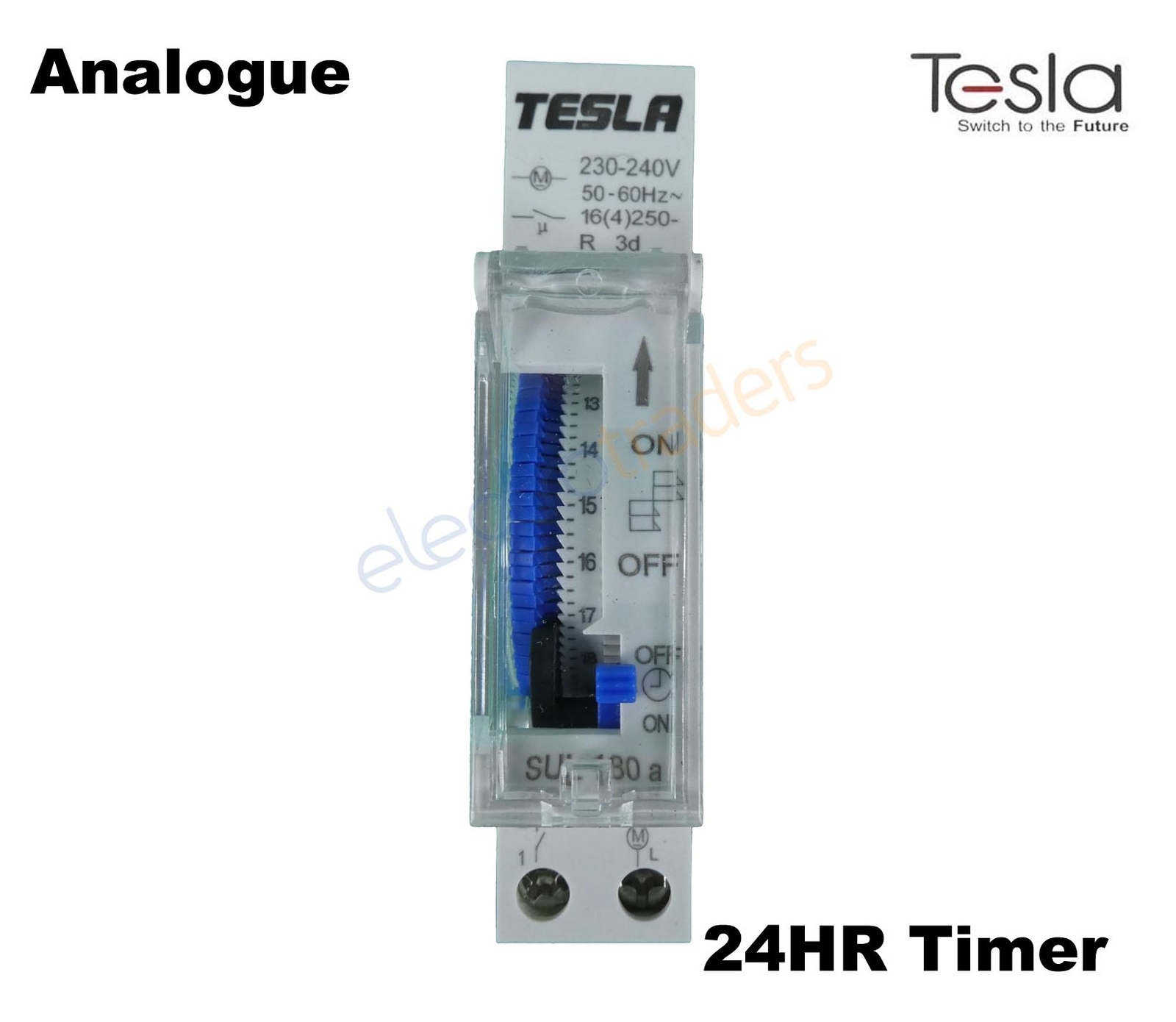 Tesla Time Switch Clock 24 Hour Timer Analogue 1 Pole 15A Electrical Backup
