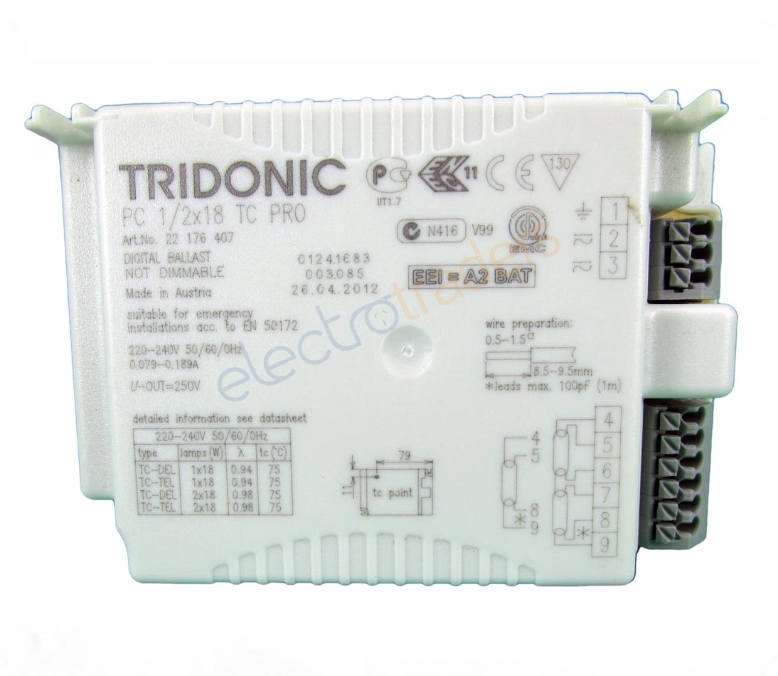 Tridonic 22176407 PC 1/2x18 TC PRO Digital Ballast