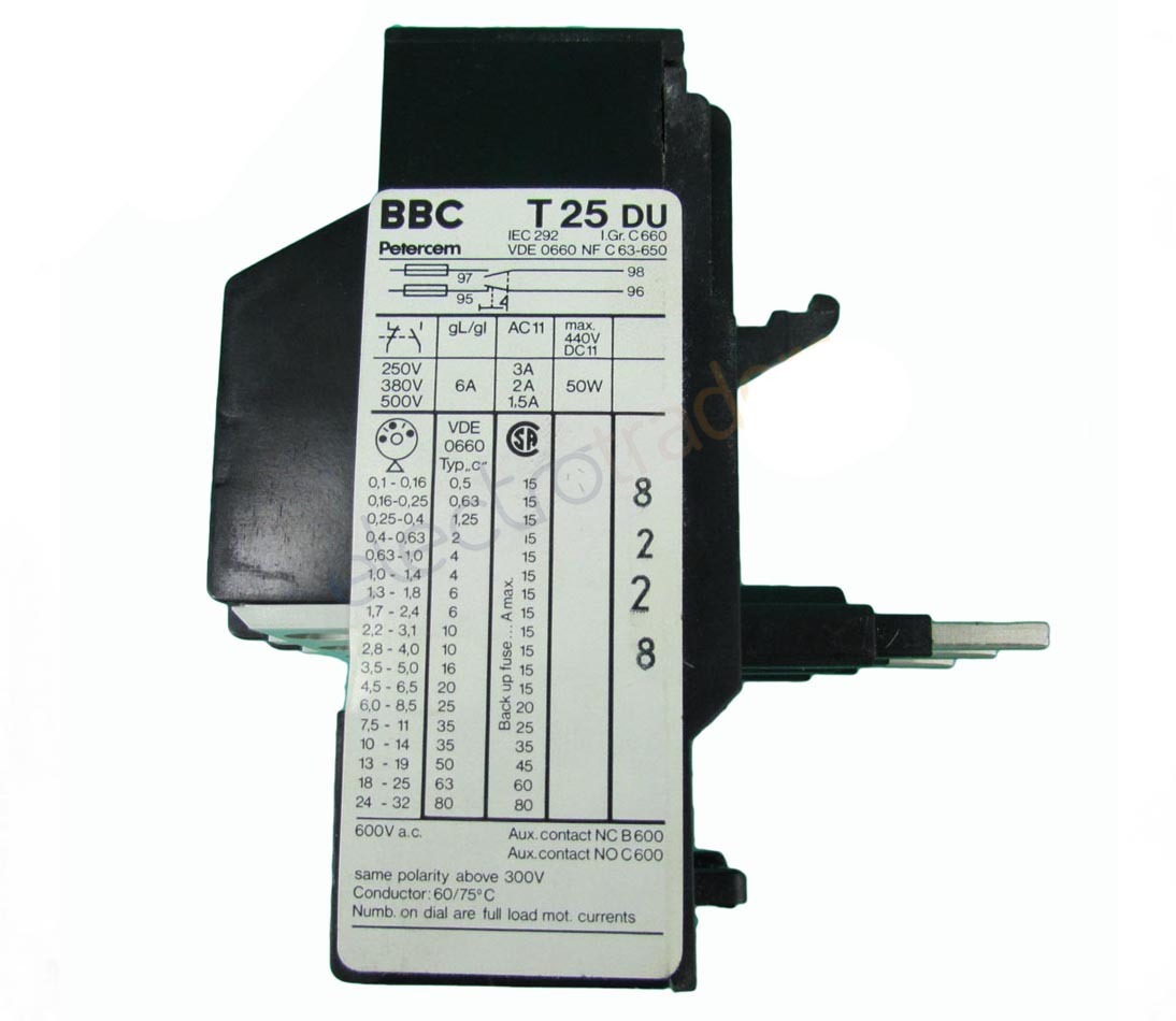 BBC T25 DU 8228 Adjustable Overload Relay 3.5-5A