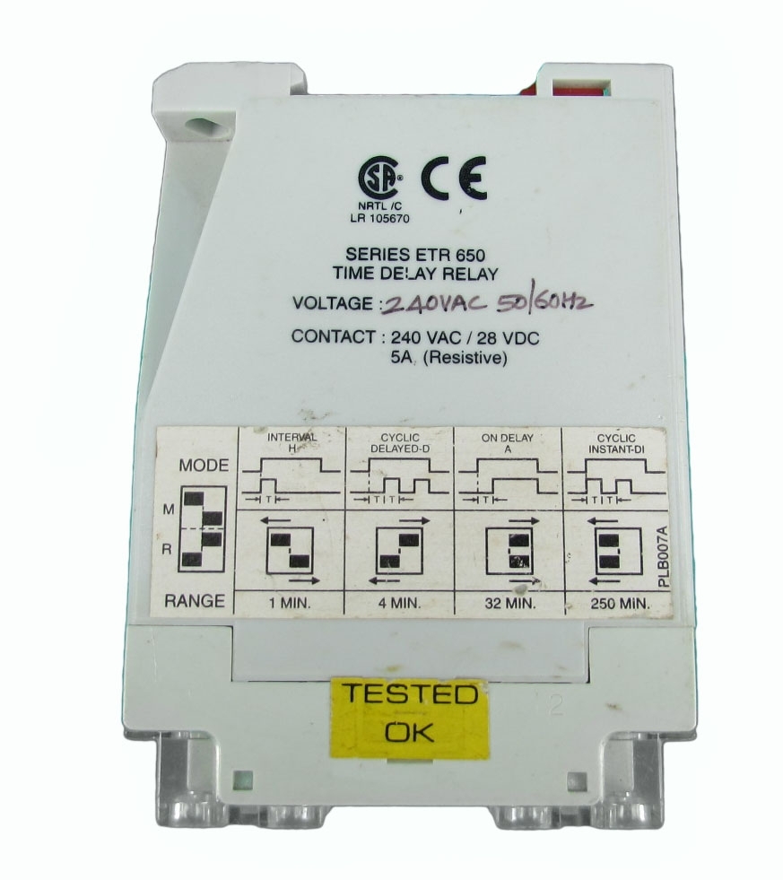 GIC ETR 650-P216BM time delay relay 240vAc/28vDC 5A