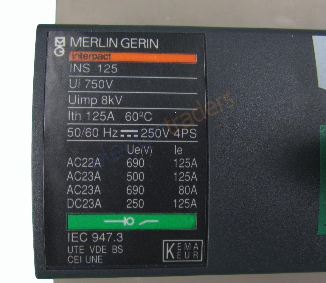 Merlin Gerin INS125 3 Pole Lockable Main Switch Isolator 125A