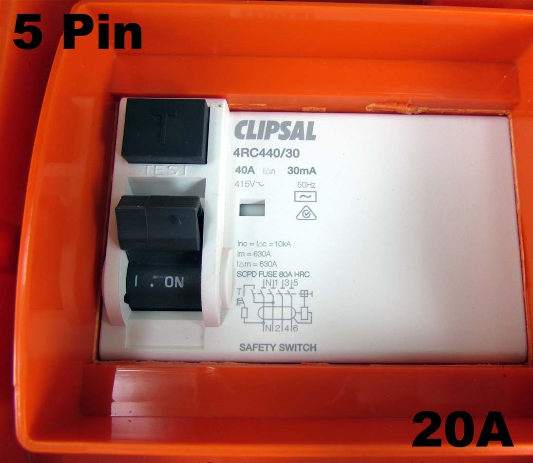 Clipsal 56SC520RC 20A RCD Protected Switched Socket Outlet 500V, 20A, 5 ...