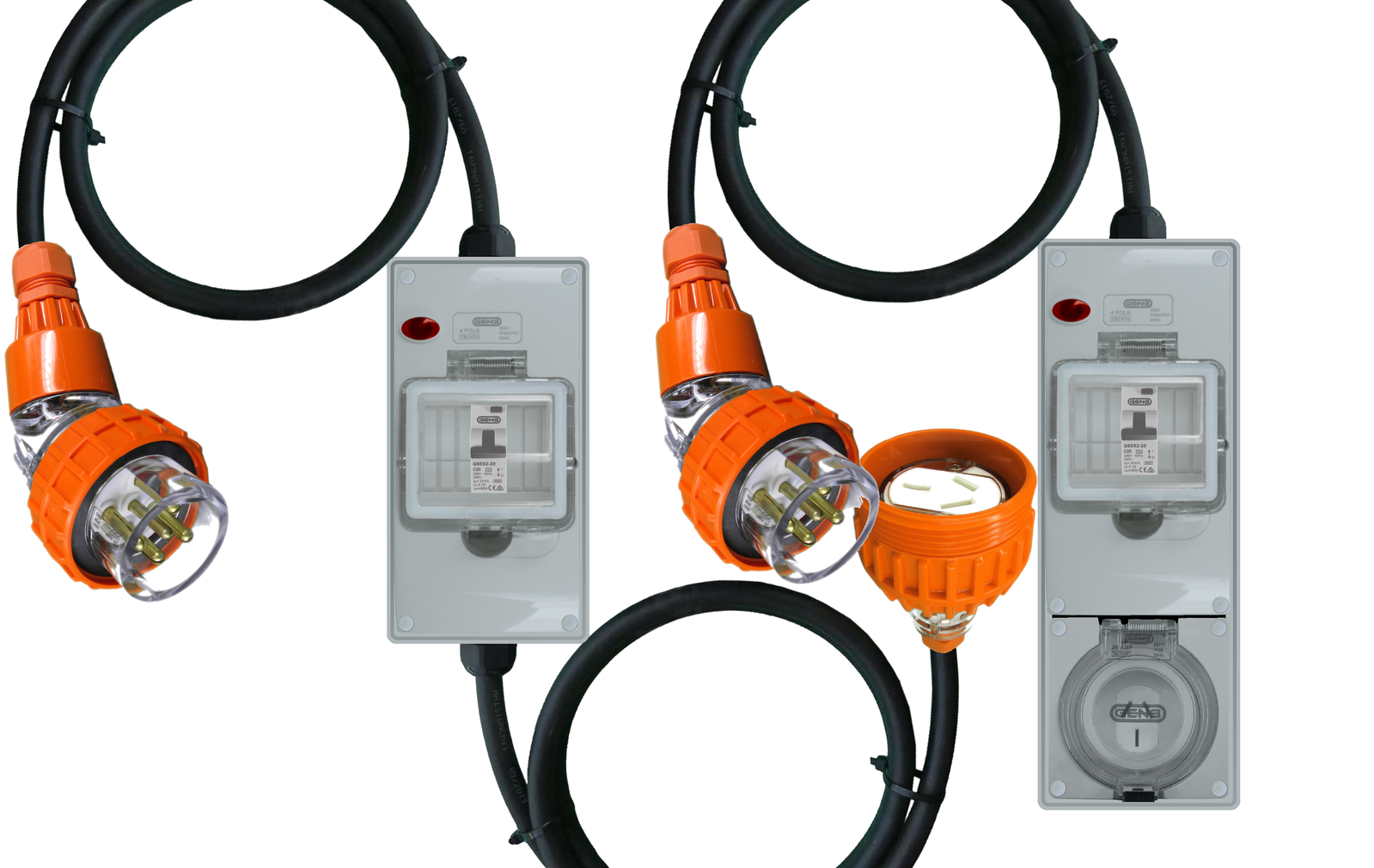 Power Adapter 5 Pin 32 Amp Three Phase to 3 Pin 20 Amp Flat Single ...