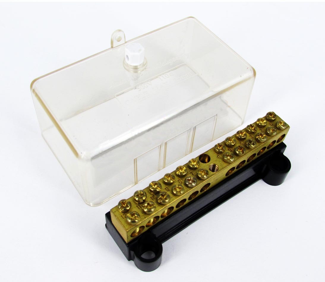 Australec 12 Hole Neutral Link Clear Cover Numbered Terminal 110A 500V ...