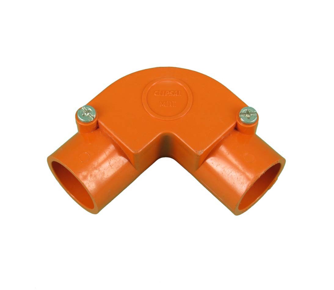 Clipsal 244/25 90 Degree Inspection Elbow, PVC - Orange Heavy Duty