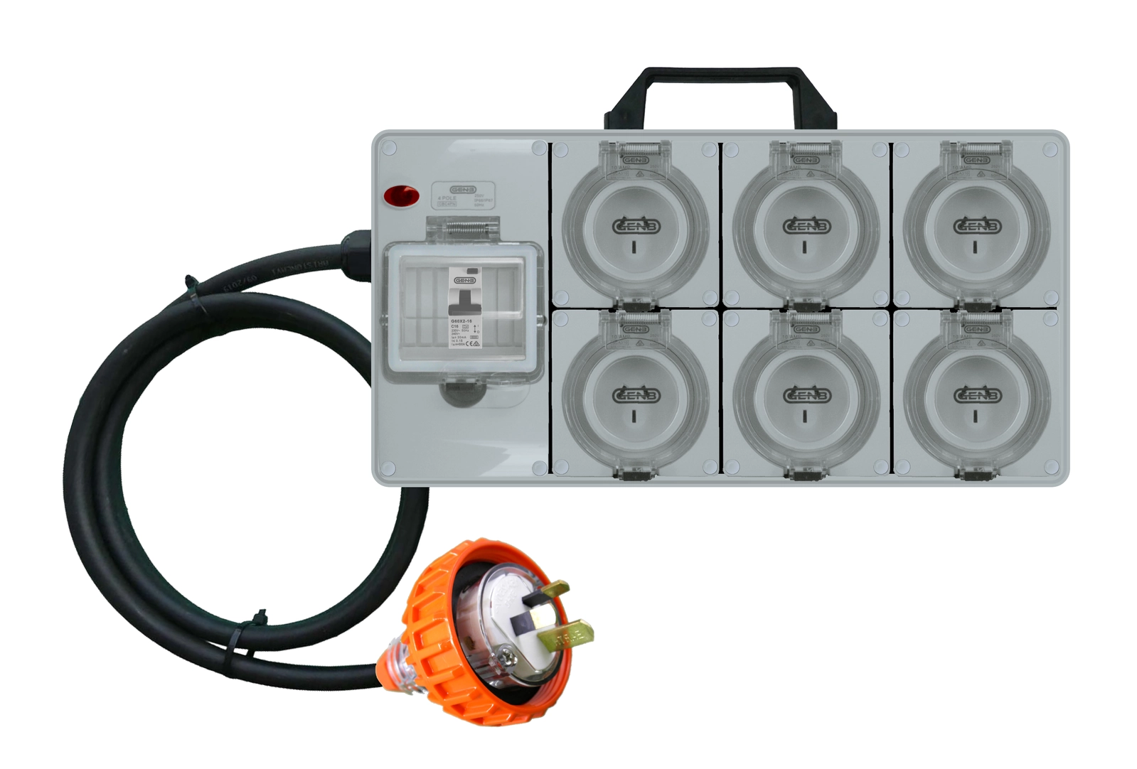 Power Board 3 Pin 15A to 3 Pin 10A RCBO Protected