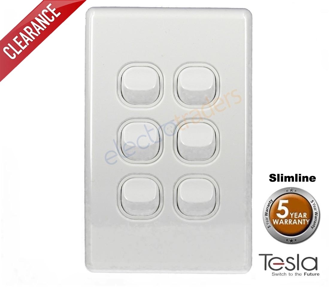 Light Switch 6 Gang Tesla Slimline Series