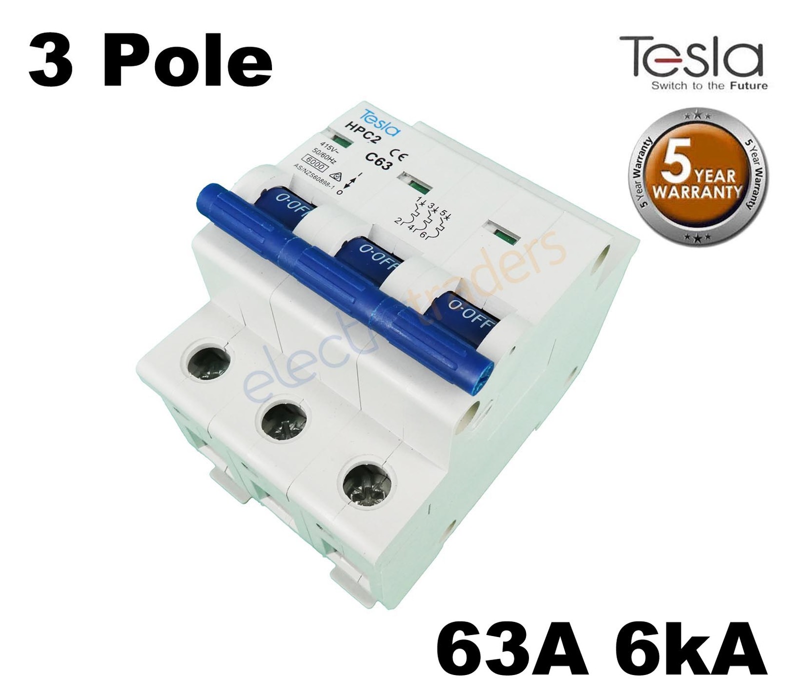 Tesla Circuit Breaker 63 Amp Three Pole 6kA Rating