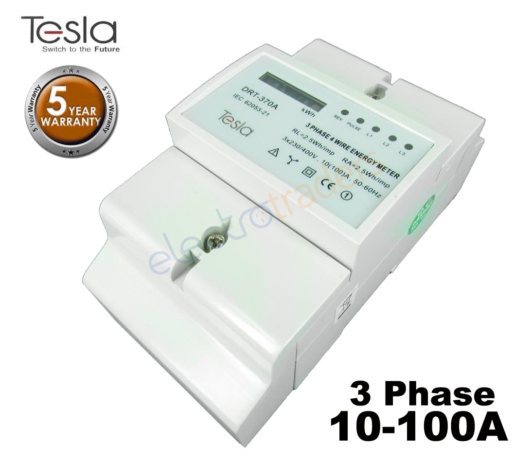Tesla DRT-370A Three Phase 4 Wire 10 (100) A Analog Energy Meter Four ...