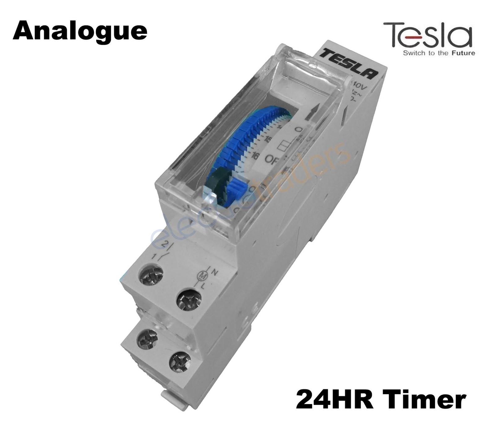 Tesla Time Switch Clock 24 Hour Timer Analogue 1 Pole 15A Electrical Backup